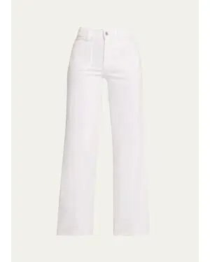 FRAME Le Slim Palazzo Modernist Pocket Jeans White
