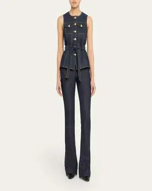 Cinq À Sept Reenee Belted Denim Vest - Indigo
