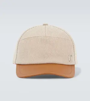 CHRISTIAN LOUBOUTIN Leather-trimmed Baseball Cap - Brown