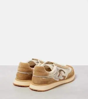 Dolce & Gabbana Dg Leather-trimmed Sneakers - Brown
