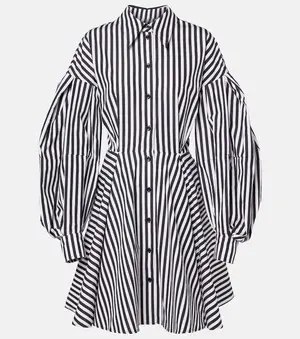Nina Ricci Striped Cotton Poplin Midi Shirt Dress - Blue