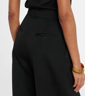 Saint Laurent High-rise Wool Grain De Poudre Tuxedo Trousers