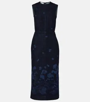 Erdem Floral Denim Midi Dress