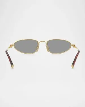 Miu Miu Miu Miu Metal Oval Sunglasses Gold