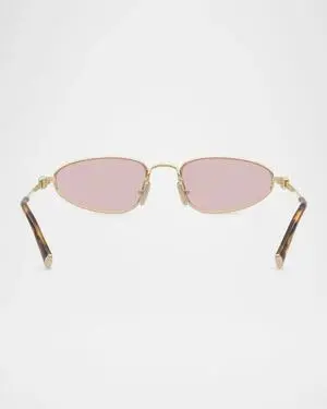 Miu Miu Metal Oval Sunglasses - Pale Gold