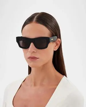Bottega Veneta Recycled Acetate Rectangle Sunglasses - Black