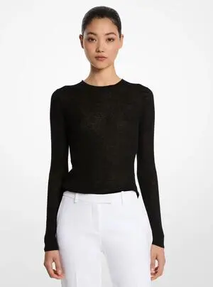 Michael Kors Hutton Ribbed Fine Knit Sweater - Black