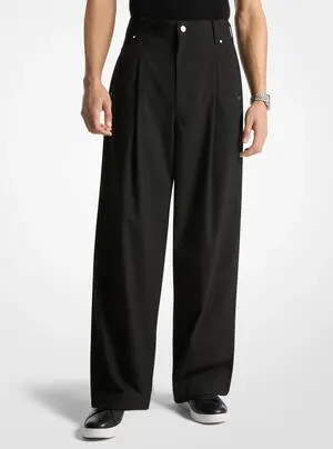 Michael Kors Pleated Wide-leg Pants - Black