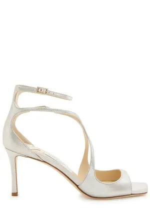 JIMMY CHOO Azia 75 Metallic Leather Sandals - Gold