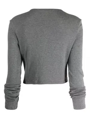 TOUT A COUP Ruched Cropped Cardigan - Grey