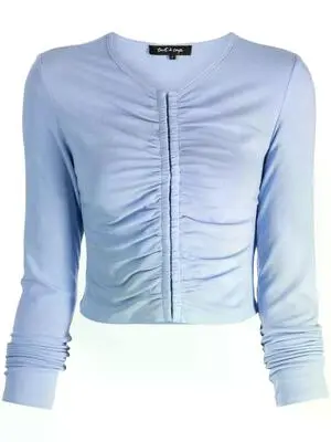 TOUT A COUP Ruched Cropped Cardigan - Blue