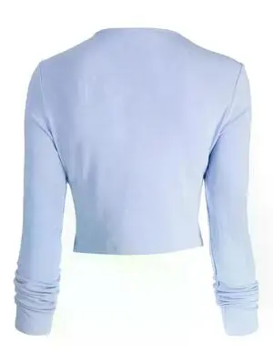 TOUT A COUP Ruched Cropped Cardigan - Blue