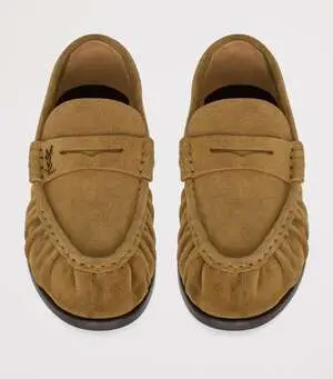 Saint Laurent Suede Leather Loafers - Nude