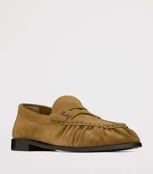 Saint Laurent Suede Leather Loafers - Nude