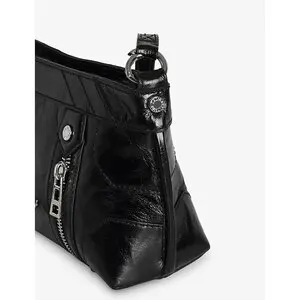 Zadig&Voltaire Wing-embellished Leather Shoulder Bag - Noir