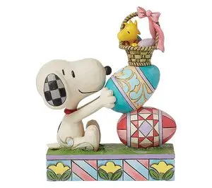 JIM SHORE Peanuts Snoopy & Woodstock Stacked Eggs Figurine - One-color