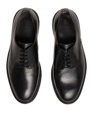 Sandro Glazed Leather Derby Shoes - Black