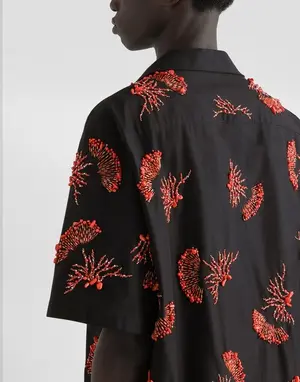 Dolce & Gabbana Short-sleeved Cotton Shirt With Coral Embroidery