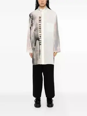 Yohji Yamamoto Abstract Print Oversized Shirt