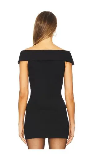 Majorelle Off-the-shoulder Knit Top With Faux Pearl Buttons