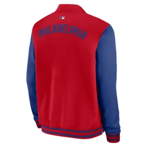 Nike Philadelphia Phillies Authentic Collection Dugout Mlb Full-zip Bomber Jacket - Red