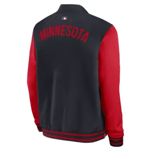 Nike Minnesota Twins Authentic Collection Dugout Mlb Full-zip Bomber Jacket - Blue