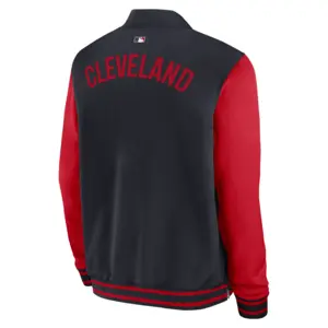Nike Cleveland Guardians Authentic Collection Dugout Full-zip Bomber Jacket - Blue