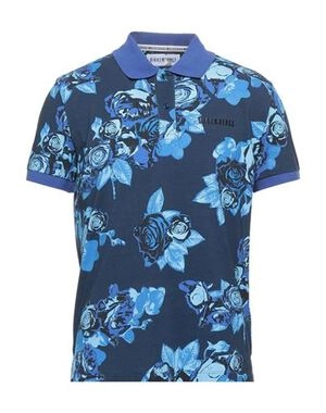 BIKKEMBERGS Polo Shirt Size Cotton, Elastane - Blue