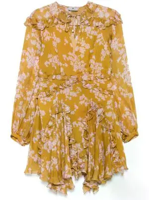 Elisabetta Franchi Voile Mini Dress - Yellow