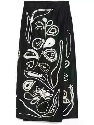 FORTE_FORTE Embroidered Taffeta Midi Skirt