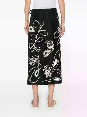 FORTE_FORTE Embroidered Taffeta Midi Skirt