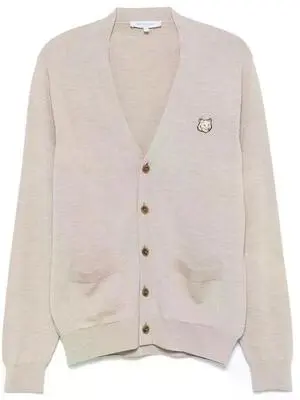 Maison Kitsuné Bold Fox Head Patch Cardigan - Neutrals