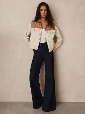REISS Maddie Color-block Denim Jacket