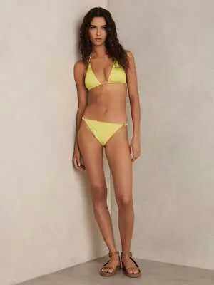 REISS Wynee Crinkle Bikini Bottoms - Lemon Yellow