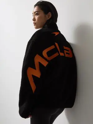 REISS X Mclaren F1 Team Embroidered Fleece Jacket - Black