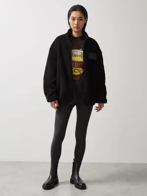 REISS X Mclaren F1 Team Embroidered Fleece Jacket - Black