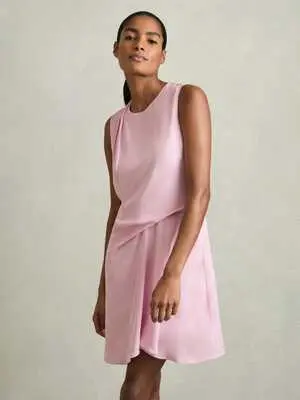 REISS Elina Draped Tuck Mini Dress