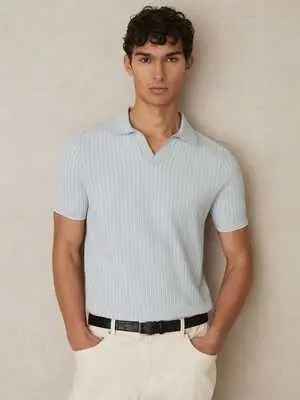 REISS Lancaster Open-collar Textured Polo Shirt