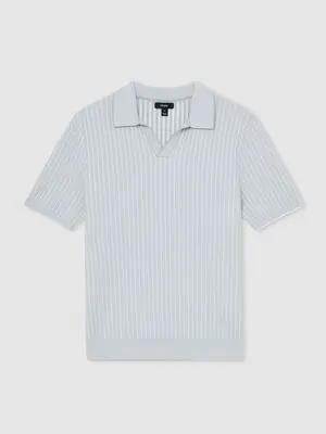 REISS Lancaster Open-collar Textured Polo Shirt