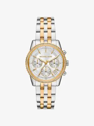 Michael Kors Mini Bryant Pavé Two-tone Watch - Silver