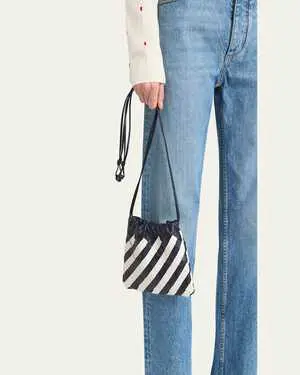 Bottega Veneta Small Striped Leather Pouch Crossbody Bag