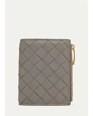 Bottega Veneta Small Bifold Leather Wallet - Grey