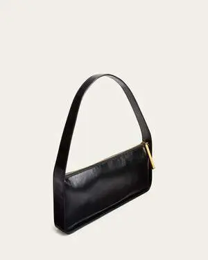 Khaite Lori Crackle Patent Leather Shoulder Bag - Black