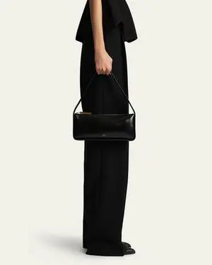 Khaite Lori Crackle Patent Leather Shoulder Bag - Black