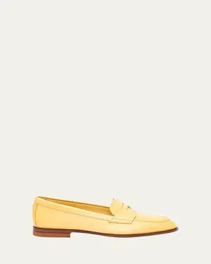 Santoni Calfskin Leather Penny Loafers - Yellow