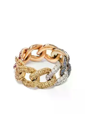 Shay 18k Yellow Rainbow Pave Essential Link Ring - Gold