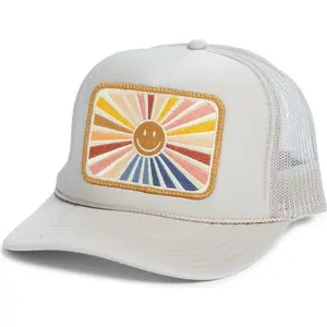 FRIDAY FEELIN’ Sunray Smile Patch Trucker Hat - Tan