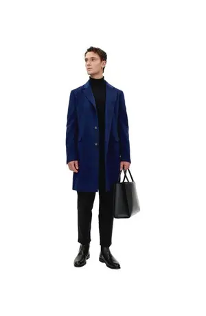 GOBI MONGOLIAN CASHMERE Classic Single Breasted Coat - Navy