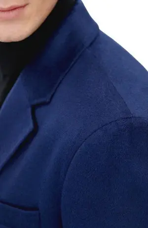 GOBI MONGOLIAN CASHMERE Classic Single Breasted Coat - Navy