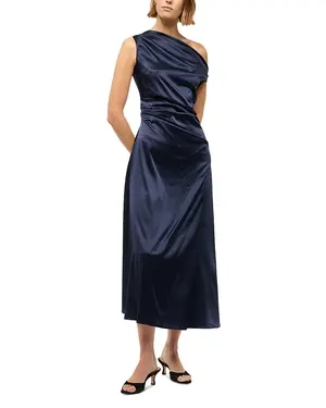 Staud Phare Silk Blend Dress - Navy
